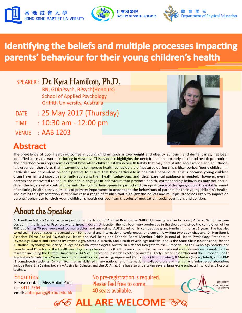 Dr Kyra Hamilton invited to present at the Hong Kong Baptist University ...